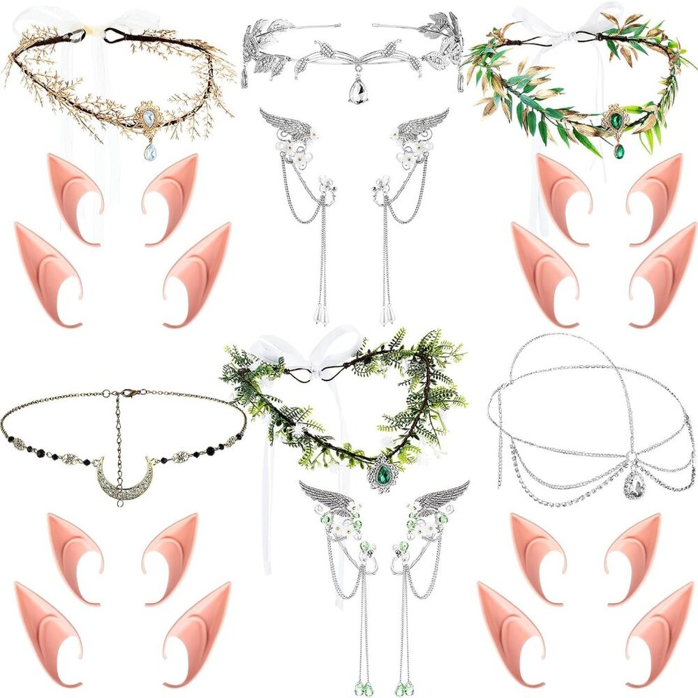 6 Sets Of Halloween Elves Cosplay Set Woodland Elf Fl… - Gem